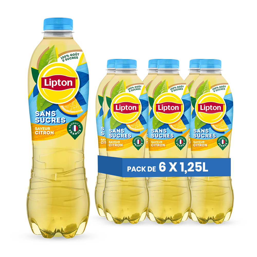 Lipton Ice Tea Citron Sans Sucres Pack 6 x 1,25L – Boisson Thé Light C ...