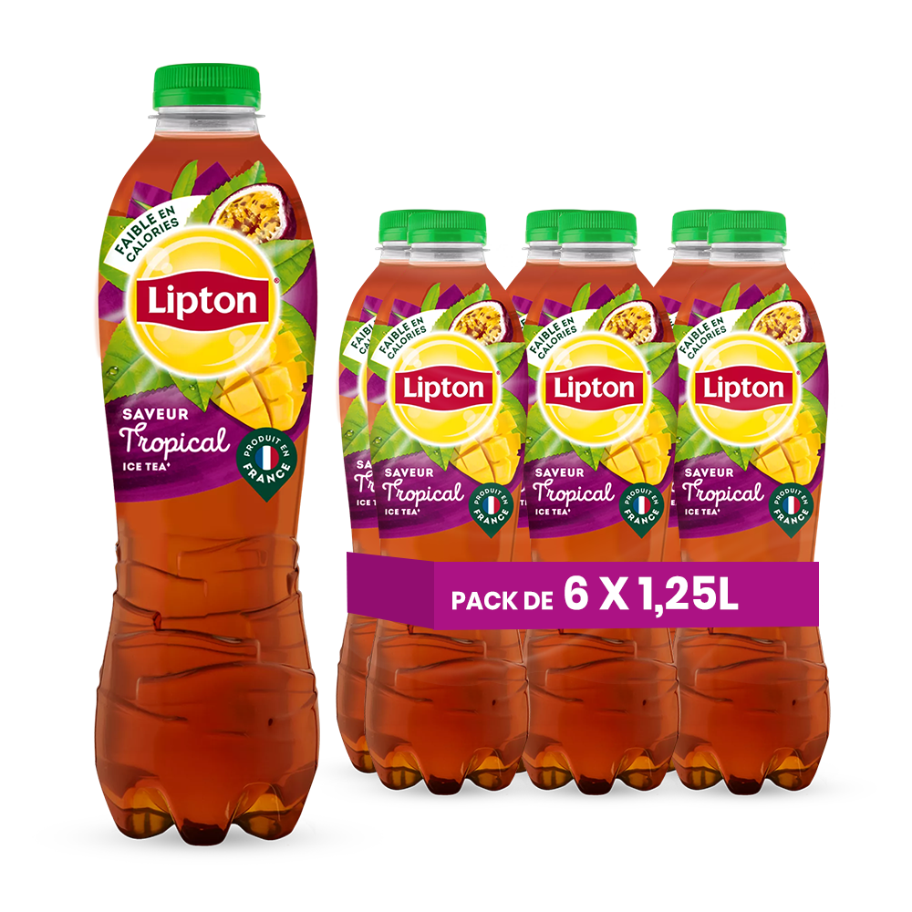 Lipton Ice Tea Tropical Pack 6 x 1,25L – Thé Glacé Saveur Tropicale ...